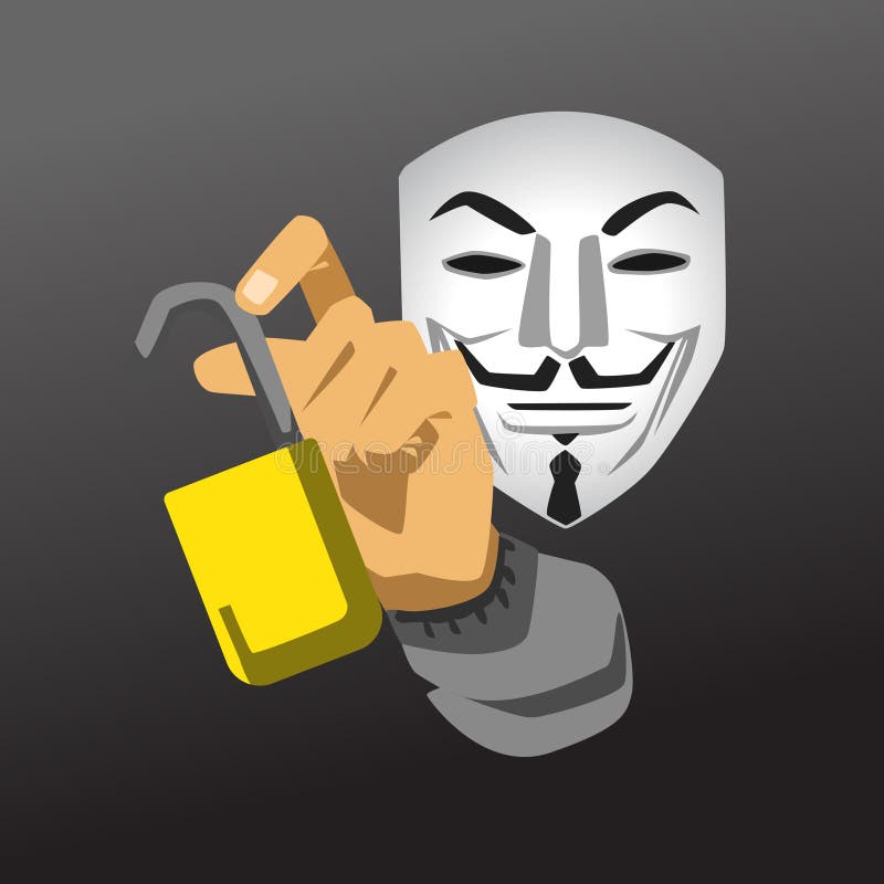 Hand Showing Opened Lock. Hacker Attack Vector Illustration Editorial ...