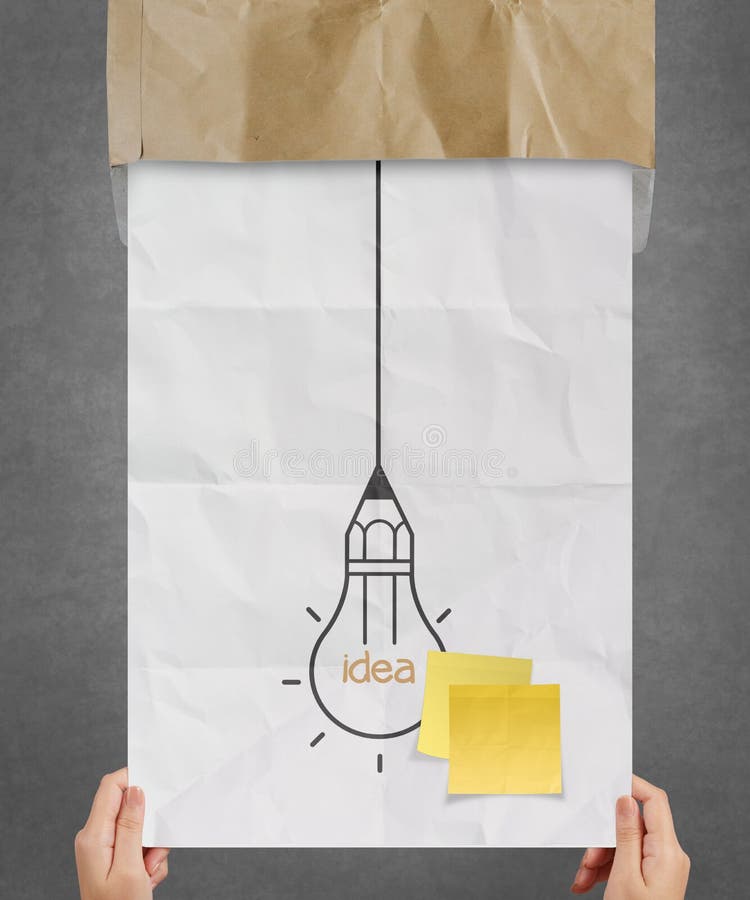 Hand Showing Sticky Note with Another Idea Light Bulb on Crumple Stock ...