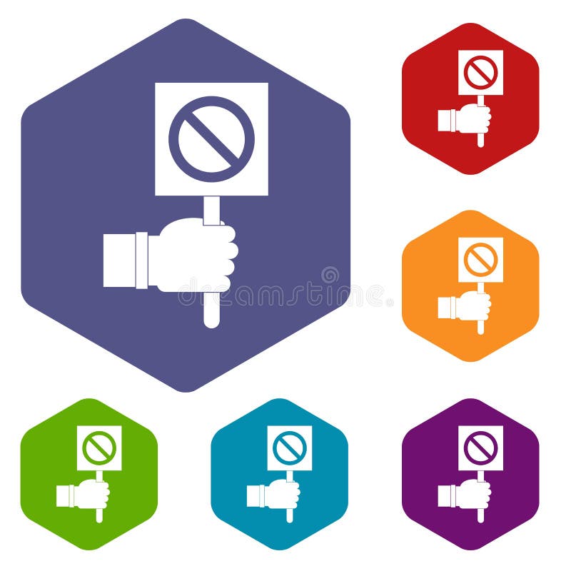 Hand Showing Stop Signboard Icons Set Hexagon Stock Vector ...
