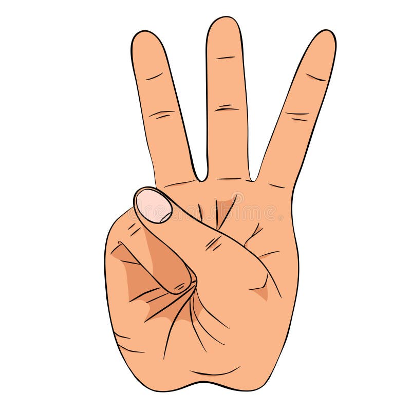 Hand Gesture with High Three Sign Stock Vector - Illustration of icon ...