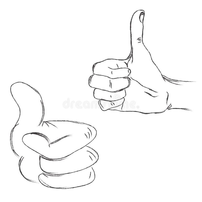 Hand, Showing, Thumbs, Up, Sketch, Vector, Illustration Stock Vector ...