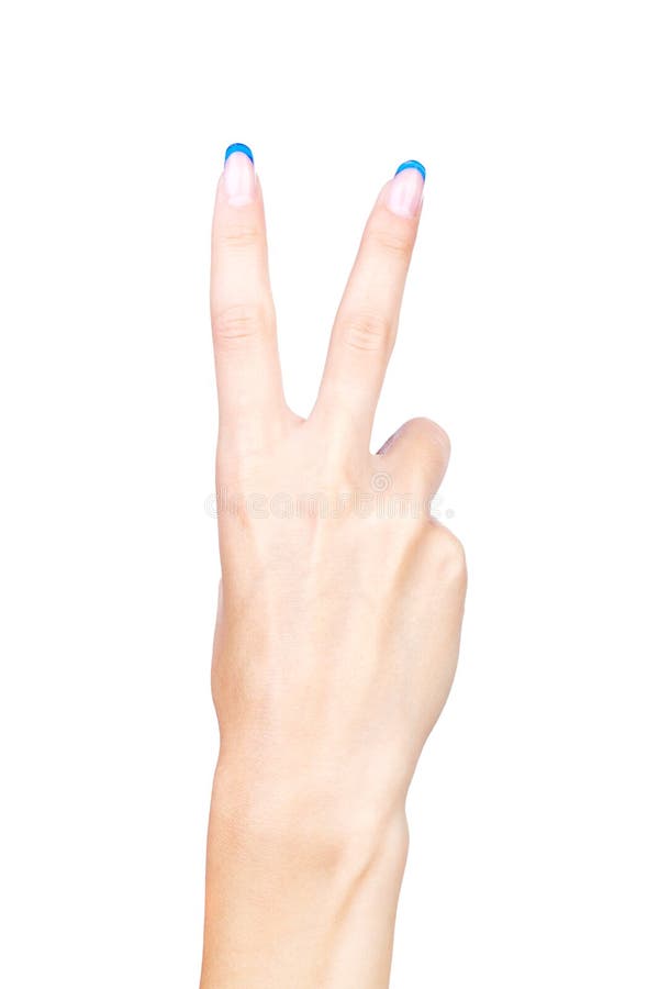 Hand with Two Fingers Up in the Peace or Victory Symbol Stock Image ...