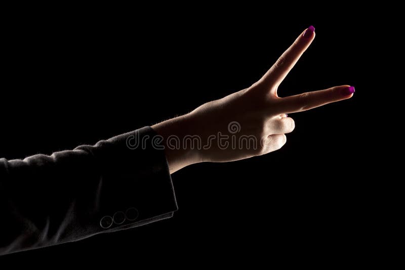 Hand showing two fingers stock image. Image of background - 84482385