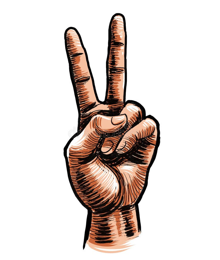 Hand showing Victory sign stock illustration. Illustration of muscle ...
