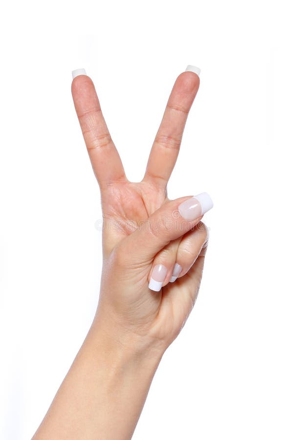 Hand Showing Victory Sign Isolated Stock Image - Image of beautiful ...