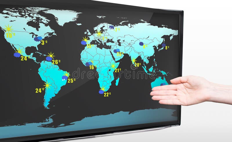 Hand Showing Weather Forecast on TV Stock Illustration - Illustration ...