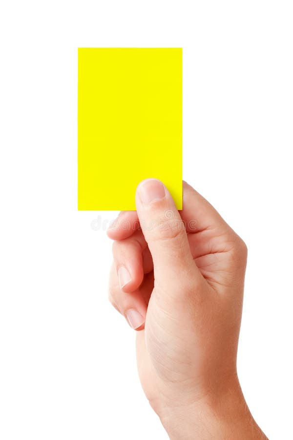 Hand showing yellow card stock image. Image of judgment - 19044393