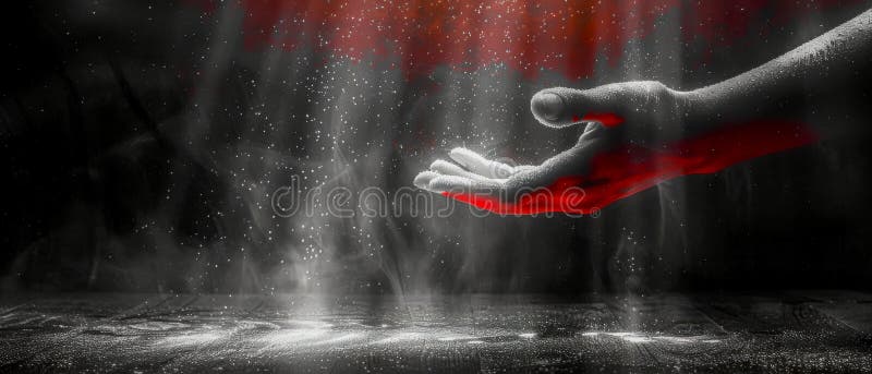 A Hand is Shown in a Black and Red Background with a White Background ...