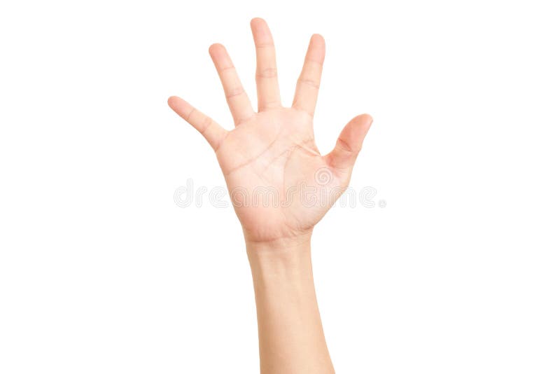 Hand Shown Five Finger Symbol on Isolated White Background for Graphic ...