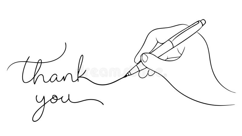 A Hand is Shown Holding a Pen, Gracefully Writing the Words Thank You ...