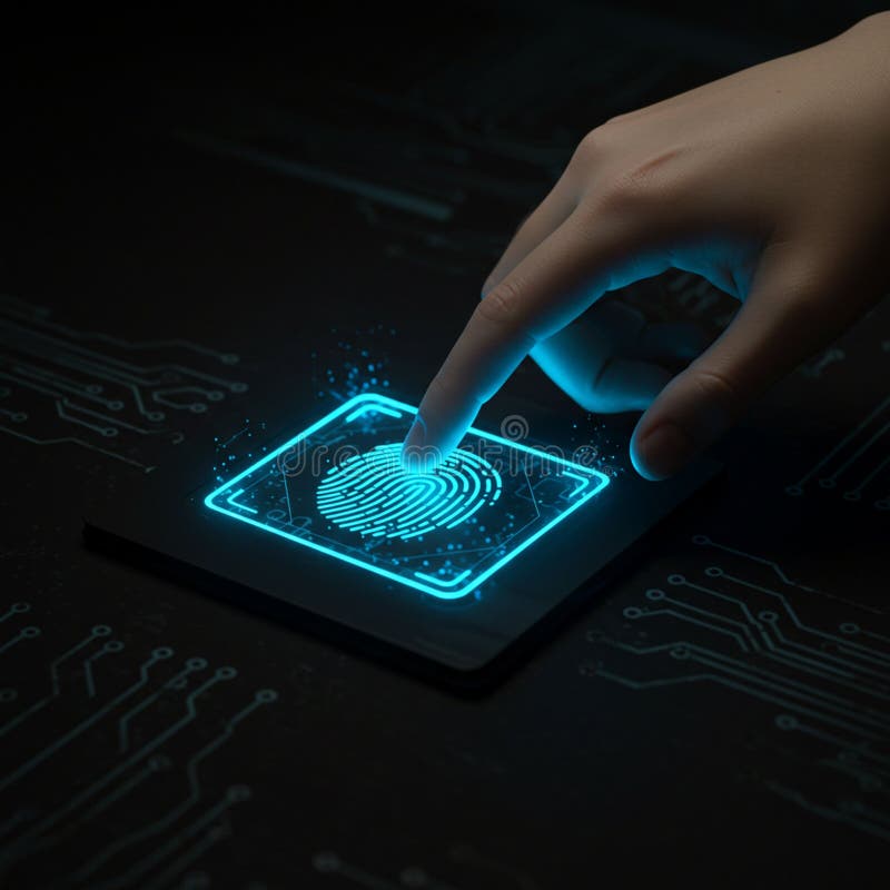 A Hand is Shown Interacting with a Digital Device Featuring a Glowing ...