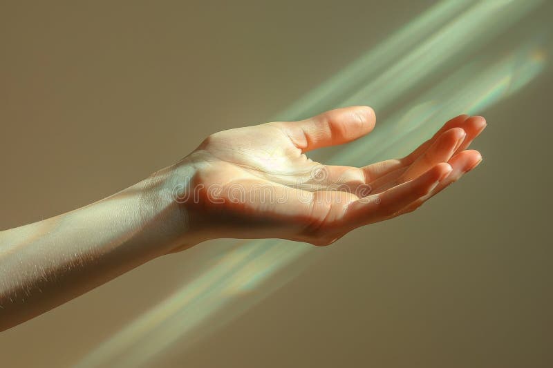 A Hand is Shown with a Light Shining on it Stock Illustration ...