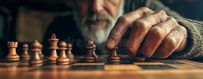 A Hand is Shown Making a Calculated Move with a Chess Piece ...