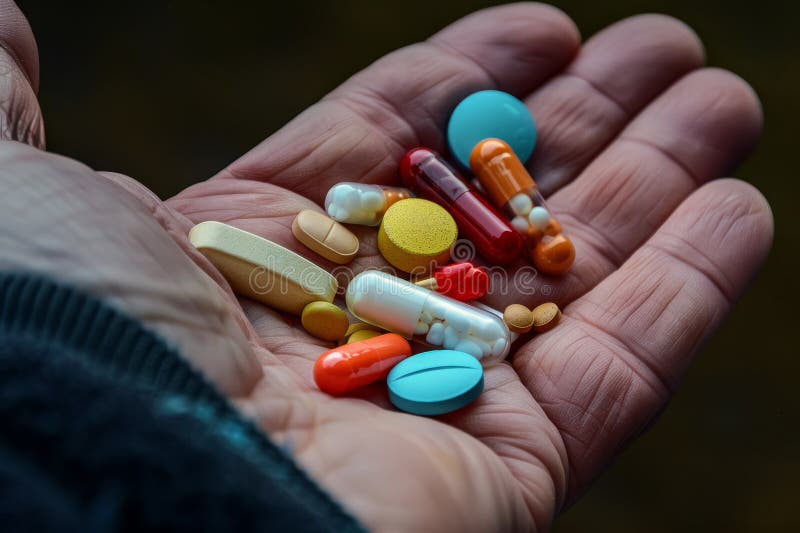 Handful of Mixed Medications Stock Photo - Image of treatment ...
