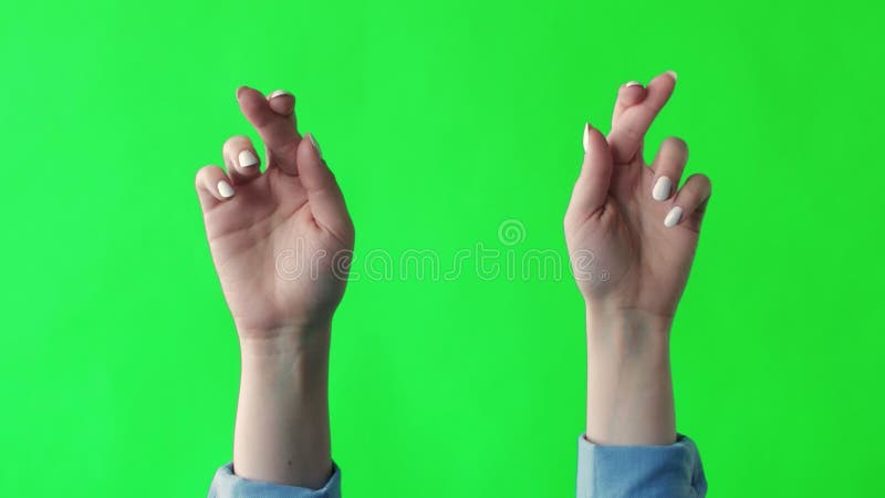 Hand Shows Gesture Fingers Crossed. Green Screen Stock Footage - Video ...
