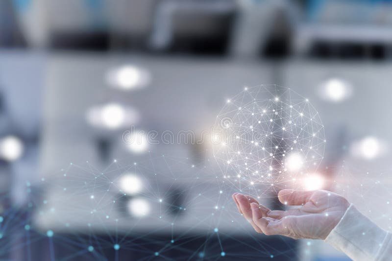A Hand Shows a Network of Connections Stock Image - Image of connect ...