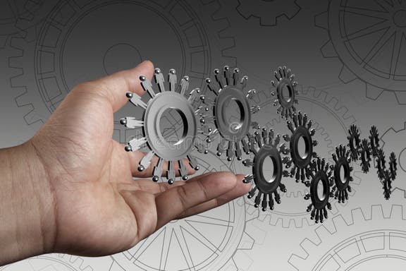 Hand Shows People Cogs As Concept Stock Image - Image of business ...