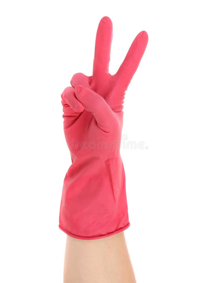 Hand Shows Two Red Rubber Glove Stock Photos - Free & Royalty-Free ...