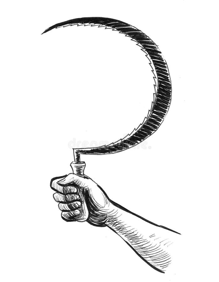 Hand With A Sickle Cut-off Ears Of Corn. Flat Style Stock Vector ...