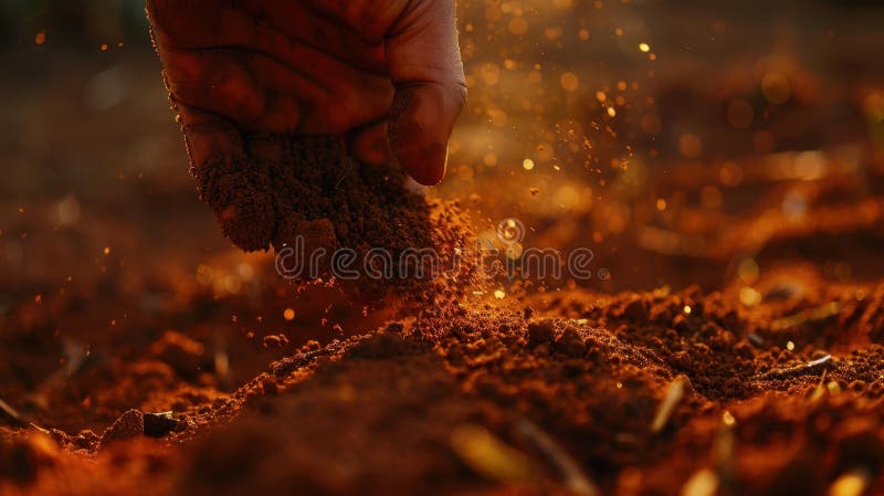 The Hand Sifting Soil.AI Generated Image Stock Image - Image of field ...