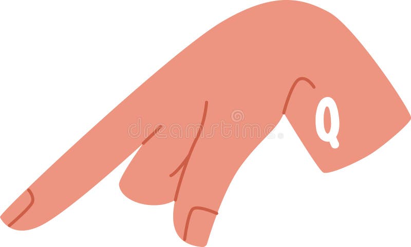 Hand Sign Alphabet Q Letter Stock Vector - Illustration of type, deaf ...