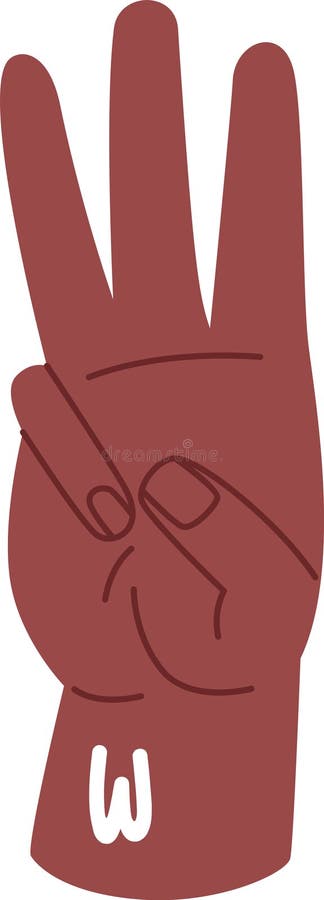 Hand Sign Alphabet W Letter Stock Vector - Illustration of hand, symbol ...