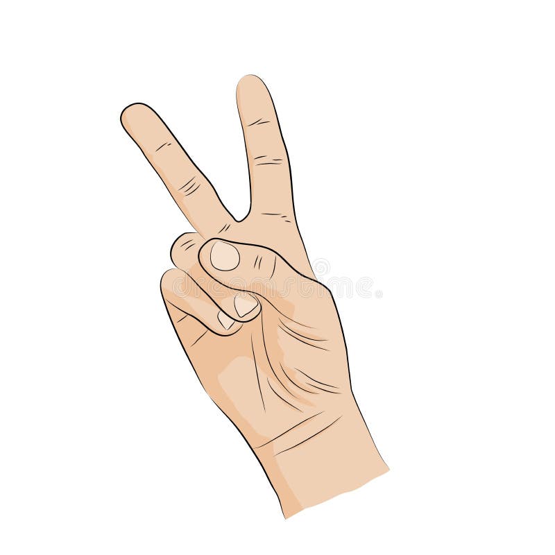Hand-sign Language. V-shape. Victory Hand Gesture Stock Vector ...