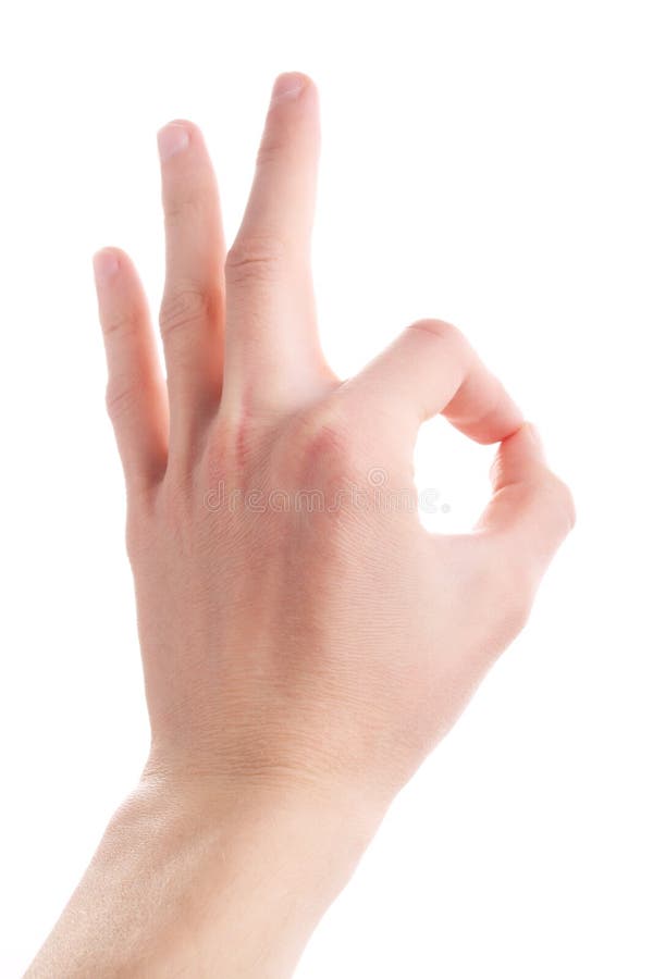 Hand Sign - OK Isolated on White Stock Image - Image of color, white ...