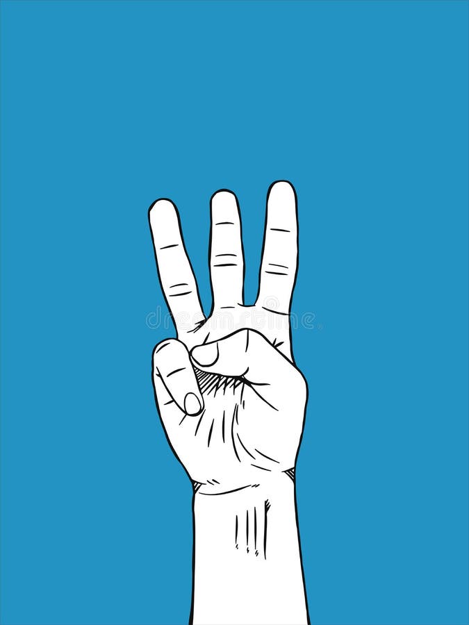Hand Sign Posing Number Three Stock Vector - Illustration of number ...