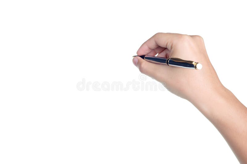 Hand Sign Posture Hold Pen Write Isolated Stock Image - Image of body ...