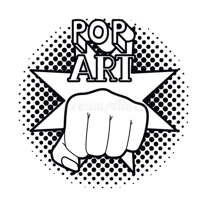 Hand in sign power pop art stock vector. Illustration of punch - 140111800