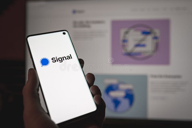 Hand with Signal Messenger App Logo on Smartphone Editorial Photo ...
