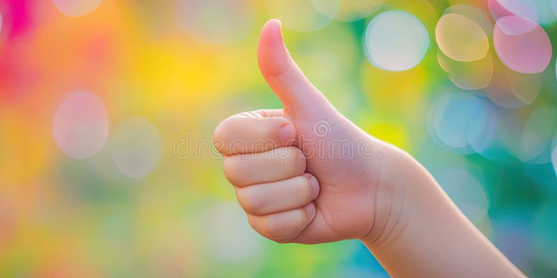 Hand Signaling Thumbs Up with Blurred Background, Focused Gesture with ...