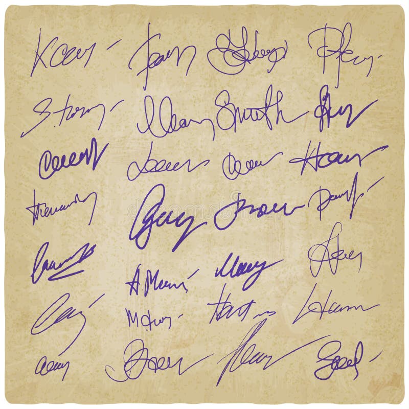 Hand signature set stock vector. Illustration of collection - 48618354