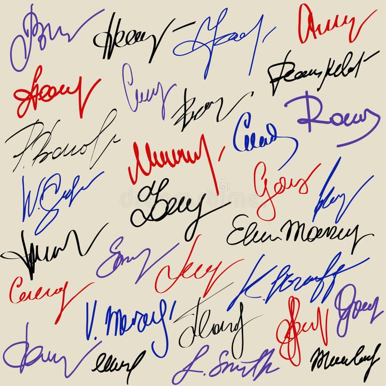 Hand signature set stock vector. Illustration of collection - 48618354