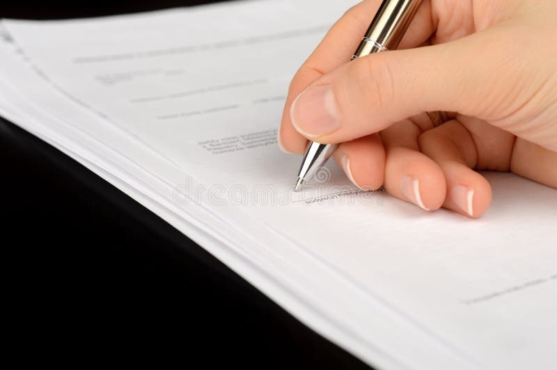 Hand Signing a Bank Account Contract Stock Photo - Image of hold ...