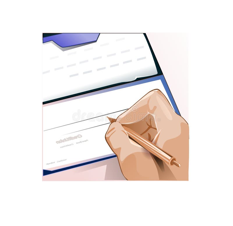 Hand signing check stock illustration. Illustration of person - 3218635