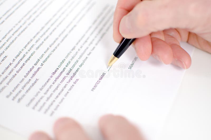 Hand signing contract stock image. Image of office, business - 45393979