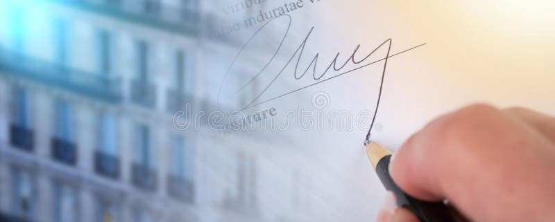 Hand Signing a Contract; Multiple Exposure Stock Image - Image of ...