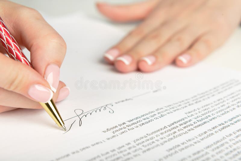 Hand signing a contract stock image. Image of lawyer - 92877643