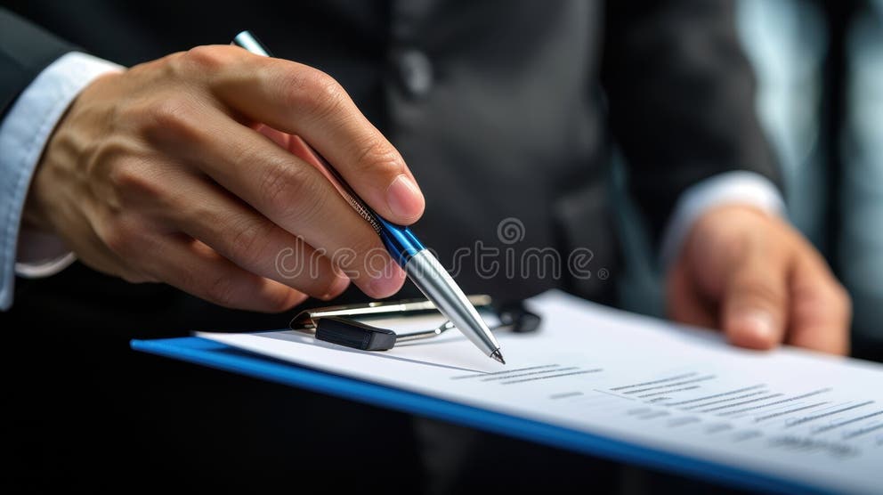 A Hand Signing Document.AI Generated Image Stock Image - Image of note ...