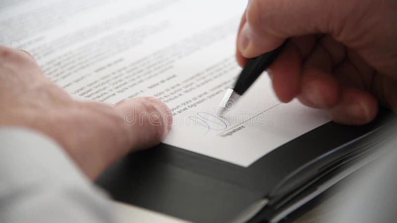 Hand Signing a Document, Signature Concept Stock Video - Video of ...