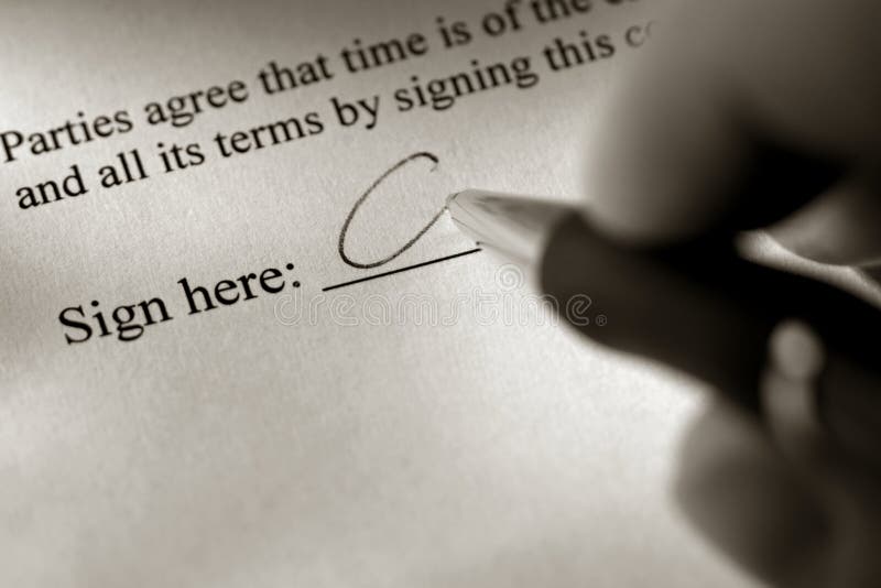 Sign Here Sticker Pointing Signature Line Stock Photo - Image of sign ...