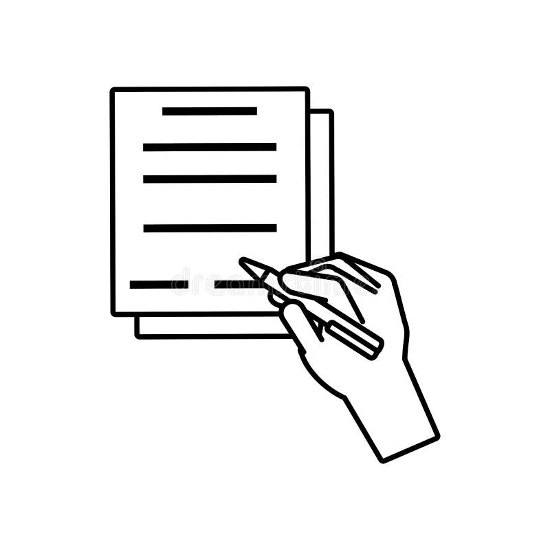 Hand Signing Document Isolated Icon Stock Illustration - Illustration ...