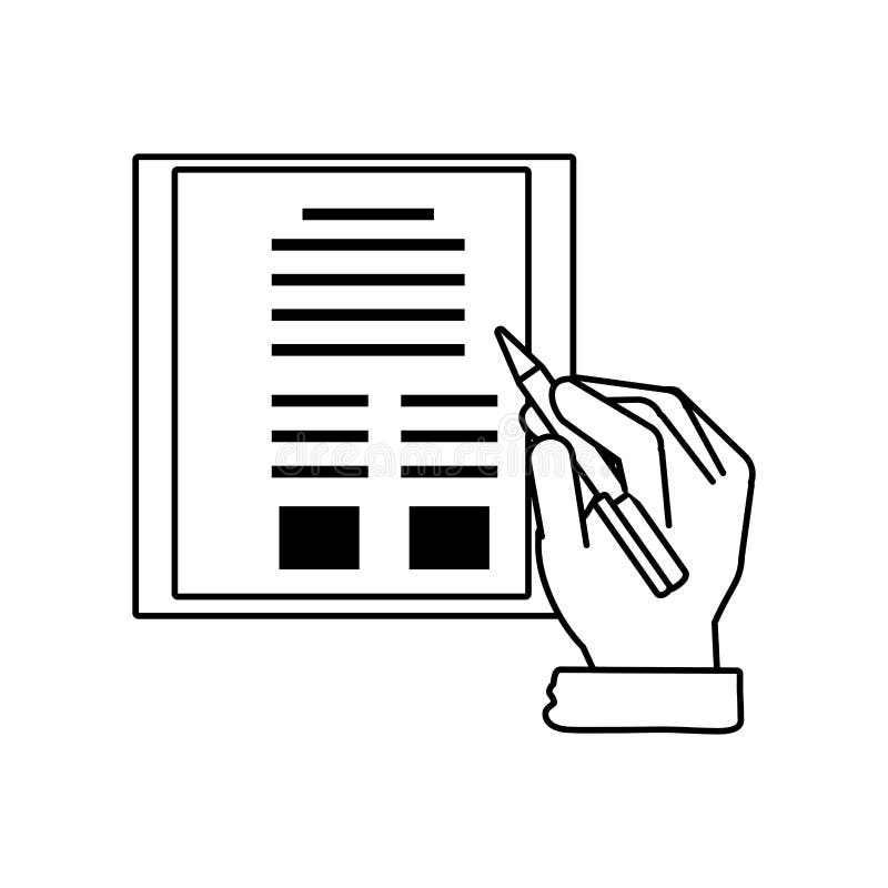 Hand Signing Document Isolated Icon Stock Illustration - Illustration ...
