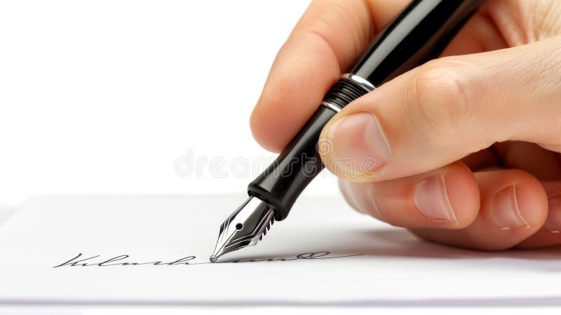 Hand Signing a Document with a Pen. Generative Ai Stock Illustration ...