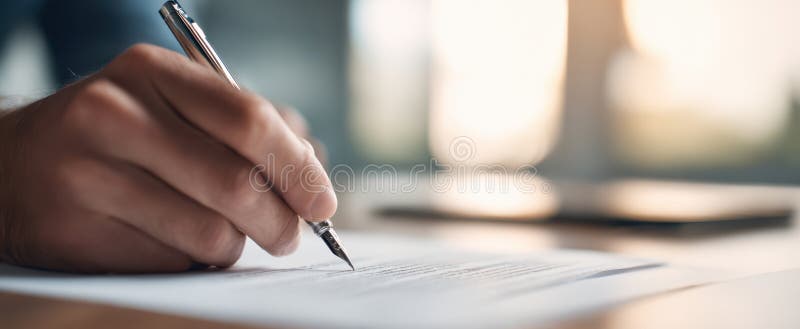 The Hand Signing a Document with a Pen in a Professional Setting.AI ...
