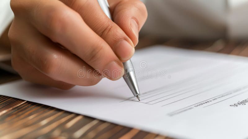Hand Signing Important Document.AI Generated Image Stock Image - Image ...