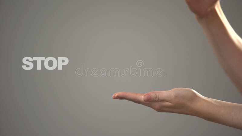 Hand Signing Stop in Asl, Text on Background Communication for Deaf ...
