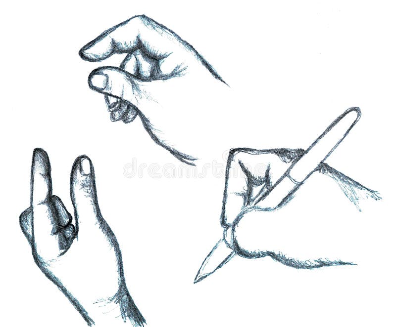 Hand Signs and Hand Writing with a Pen Stock Illustration ...
